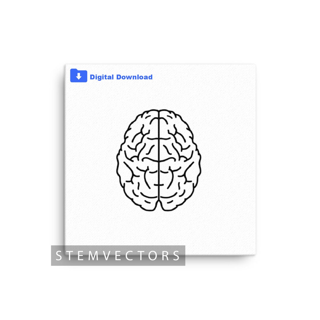 Simplistic Brain (digital Download) Black Vector Clip Art Drawing ...