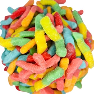 5 Lbs Sour Gummy Worms Candy Assorted Fruit Flavored Neon Gummies ...