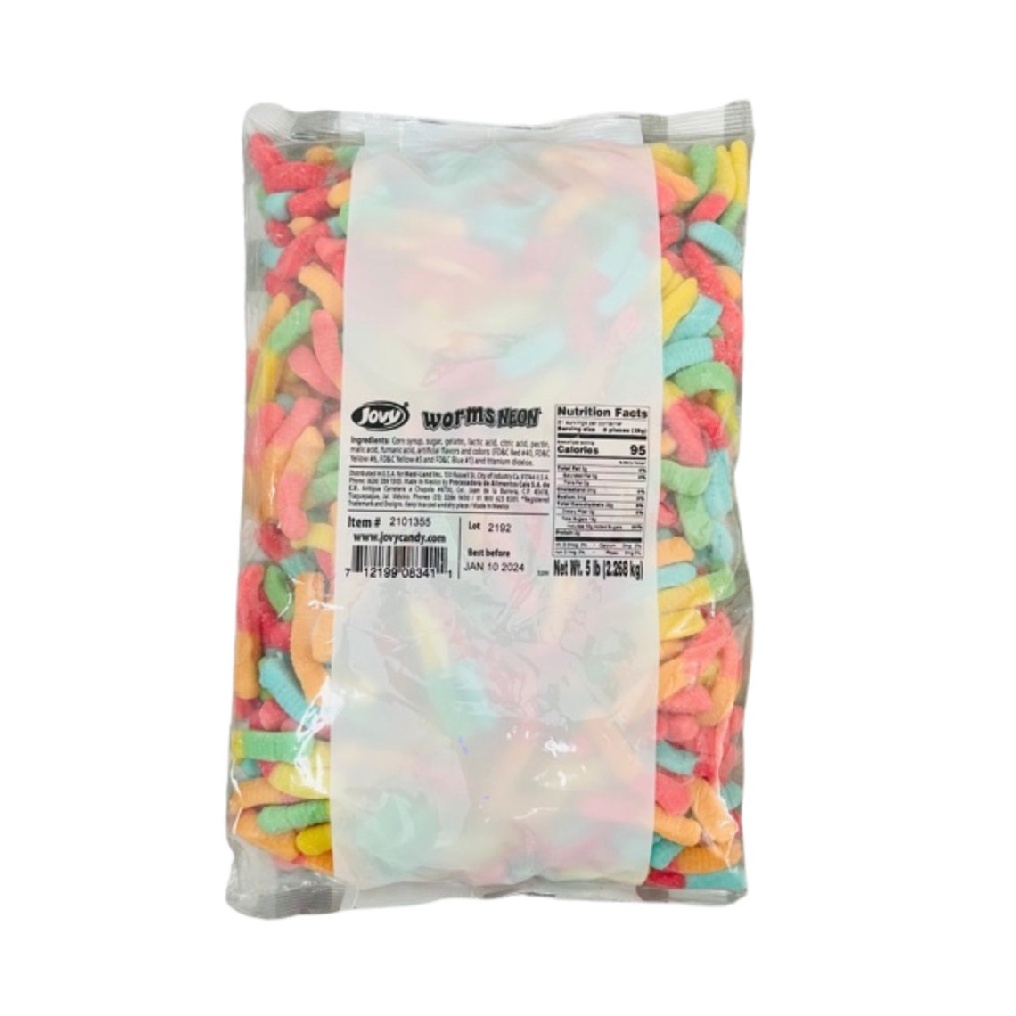 5 Lbs Sour Gummy Worms Candy Assorted Fruit Flavored Neon Gummies ...