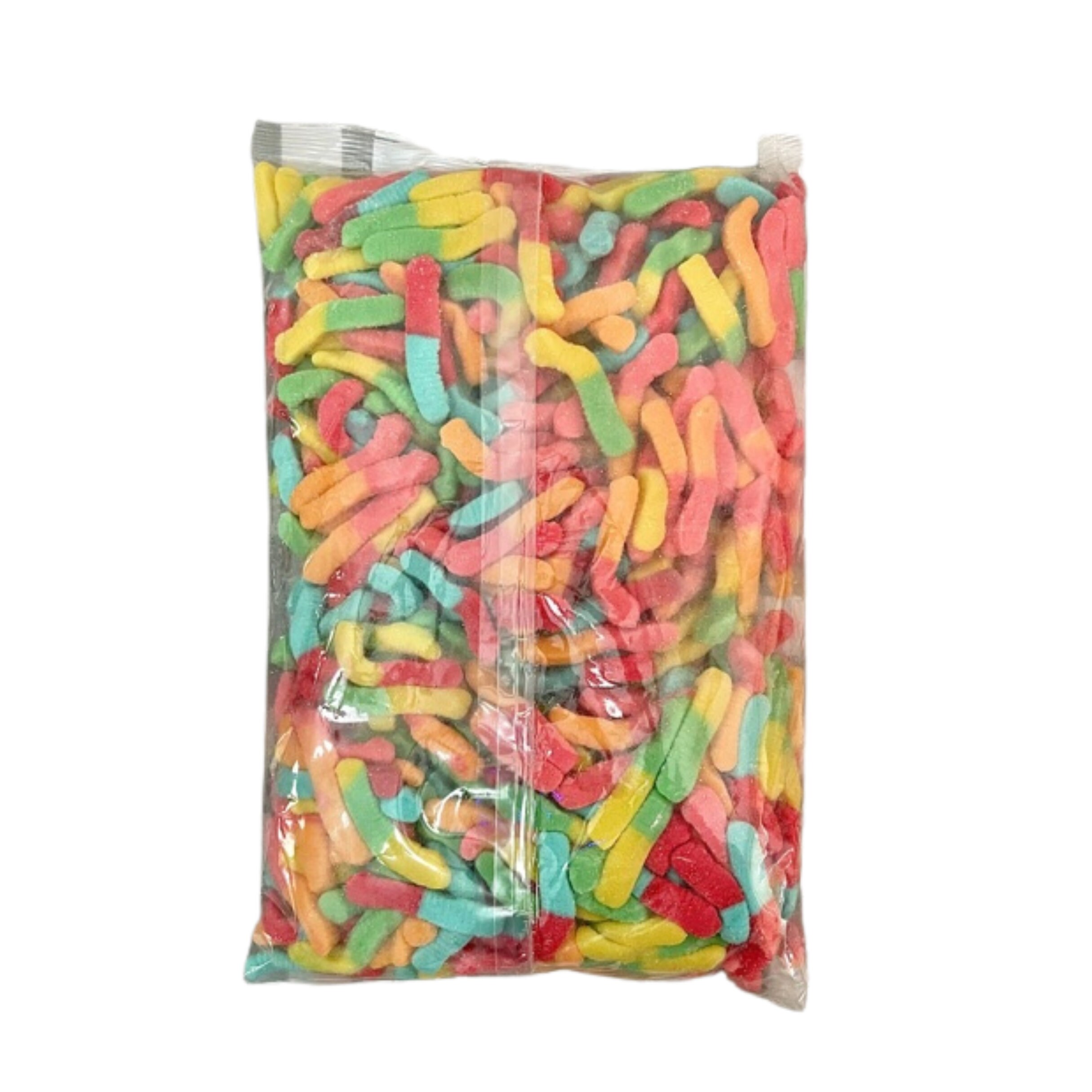5 Lbs Sour Gummy Worms Candy Assorted Fruit Flavored Neon Gummies ...