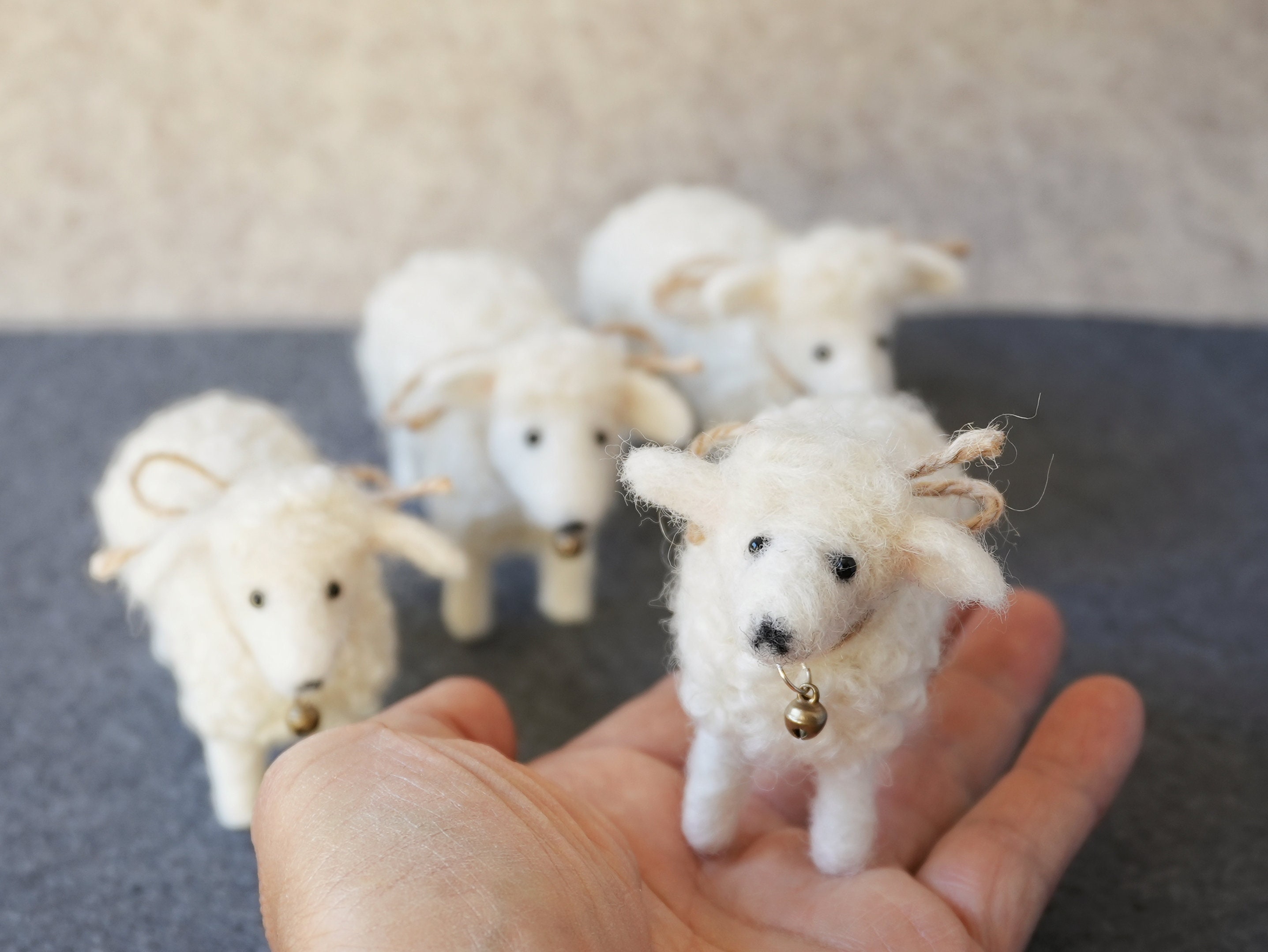 Needle Felted Wool Sheep With Bell, Handmade Decor - Etsy