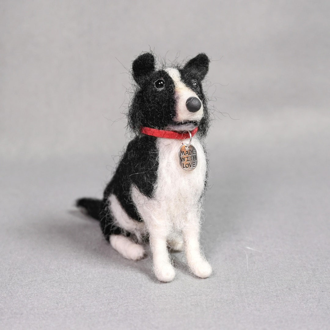 Ready- Made Needle Felted Border Collie Dog, Miniature Border Collie ...