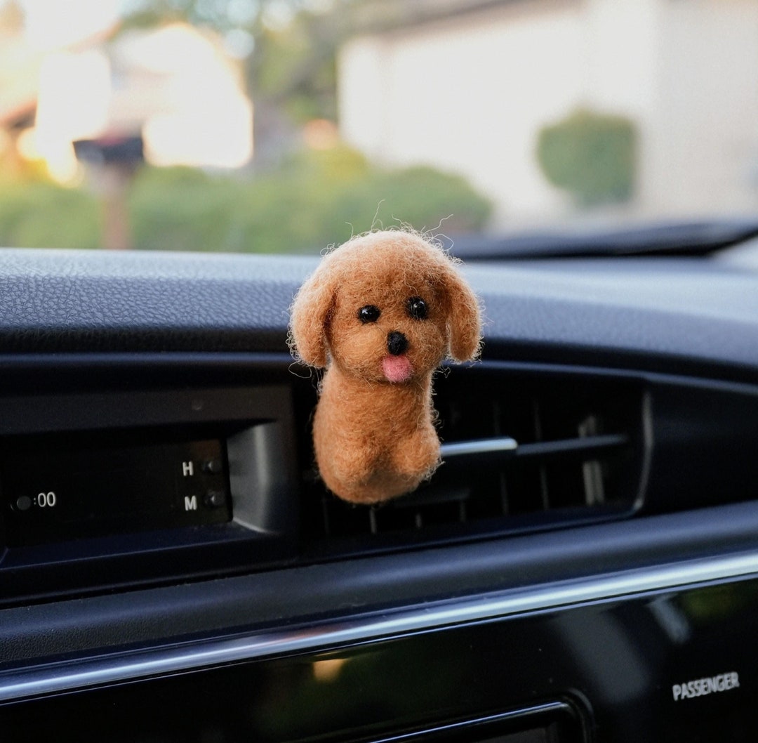 Needle Felted Toy Poodle Car Vent Clip-air Freshener Accessory - Etsy