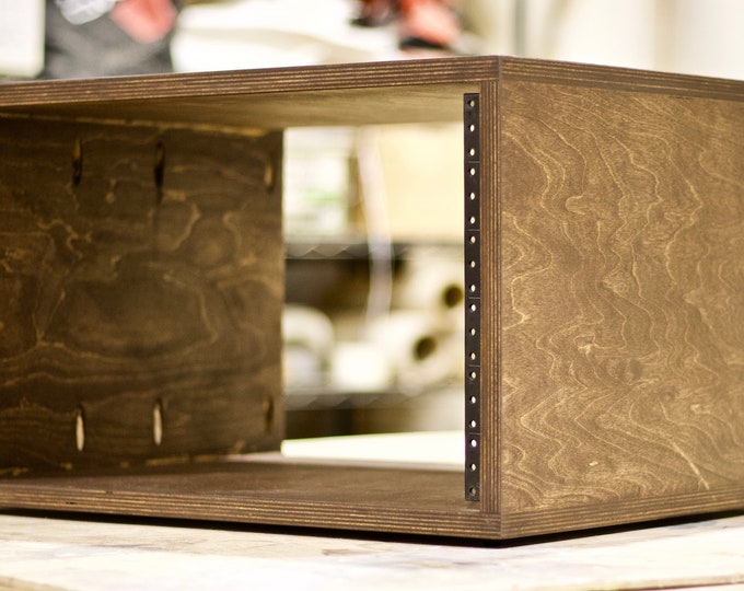 10U SLANTED STUDIO RACK Angled Audio Rack Stylish Dark Walnut Equipment ...