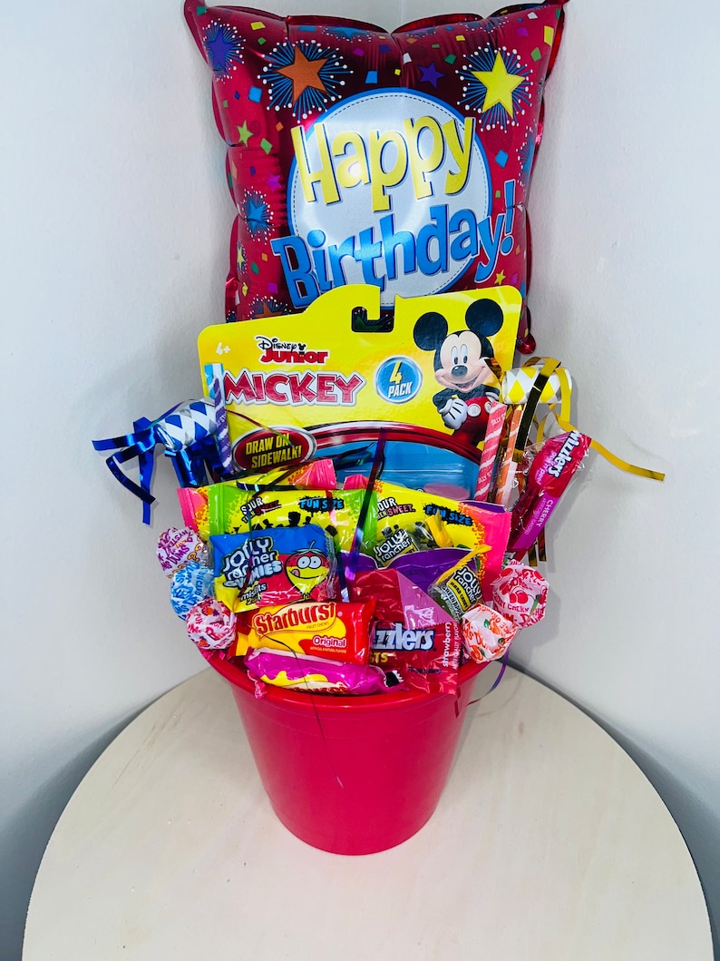 Happy Birthday Gift, Sidewalk Chalk, Kids Candy Gift Basket. Custom ...