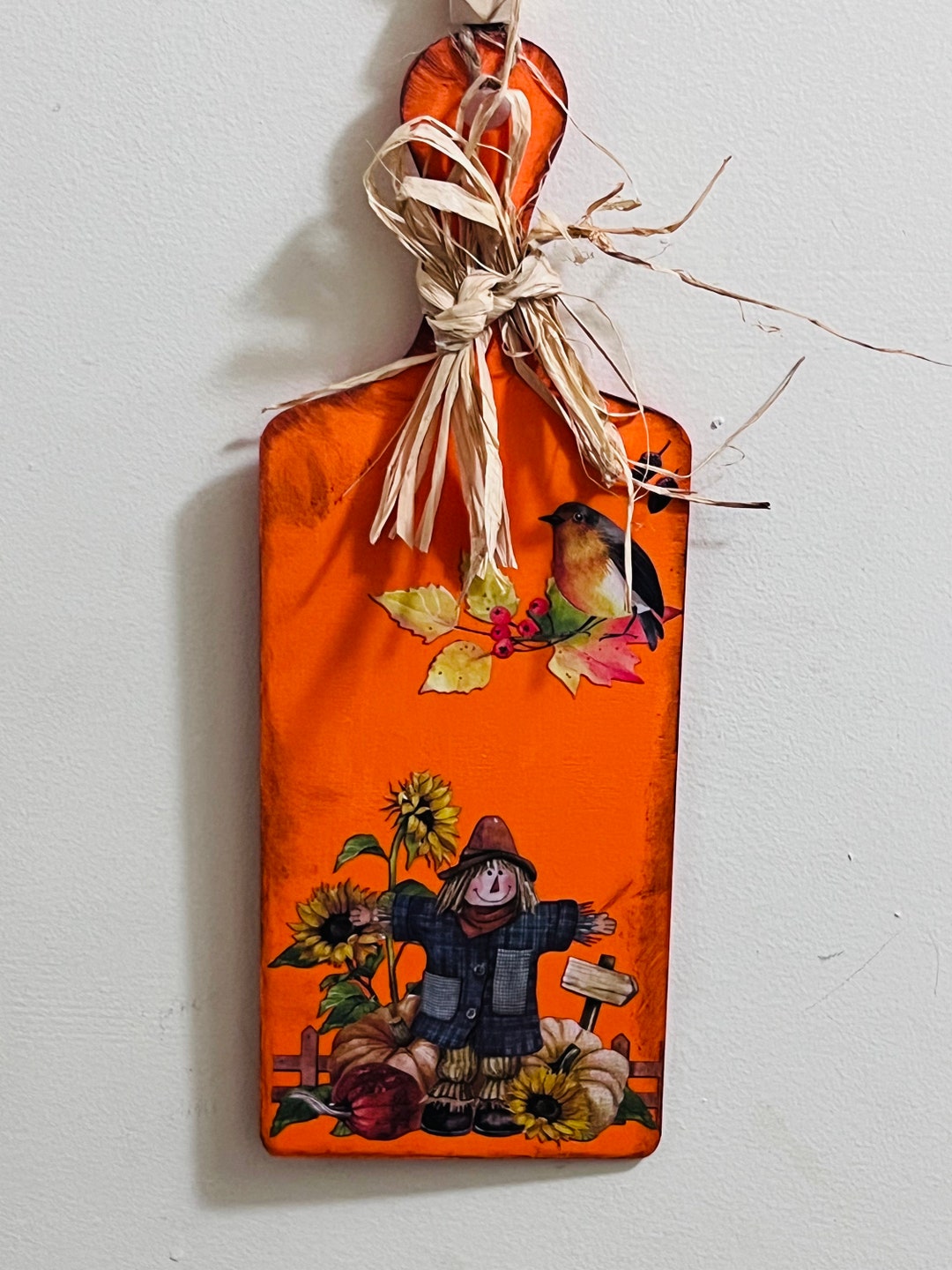 Cutting Cheese Board Scarecrow Wood Sign, Personalized Gift Wall ...