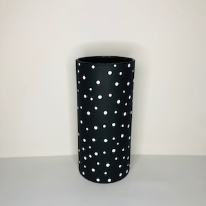 Beautiful Hand Painted Black & White Polka Dot Glass Vase. Interior ...
