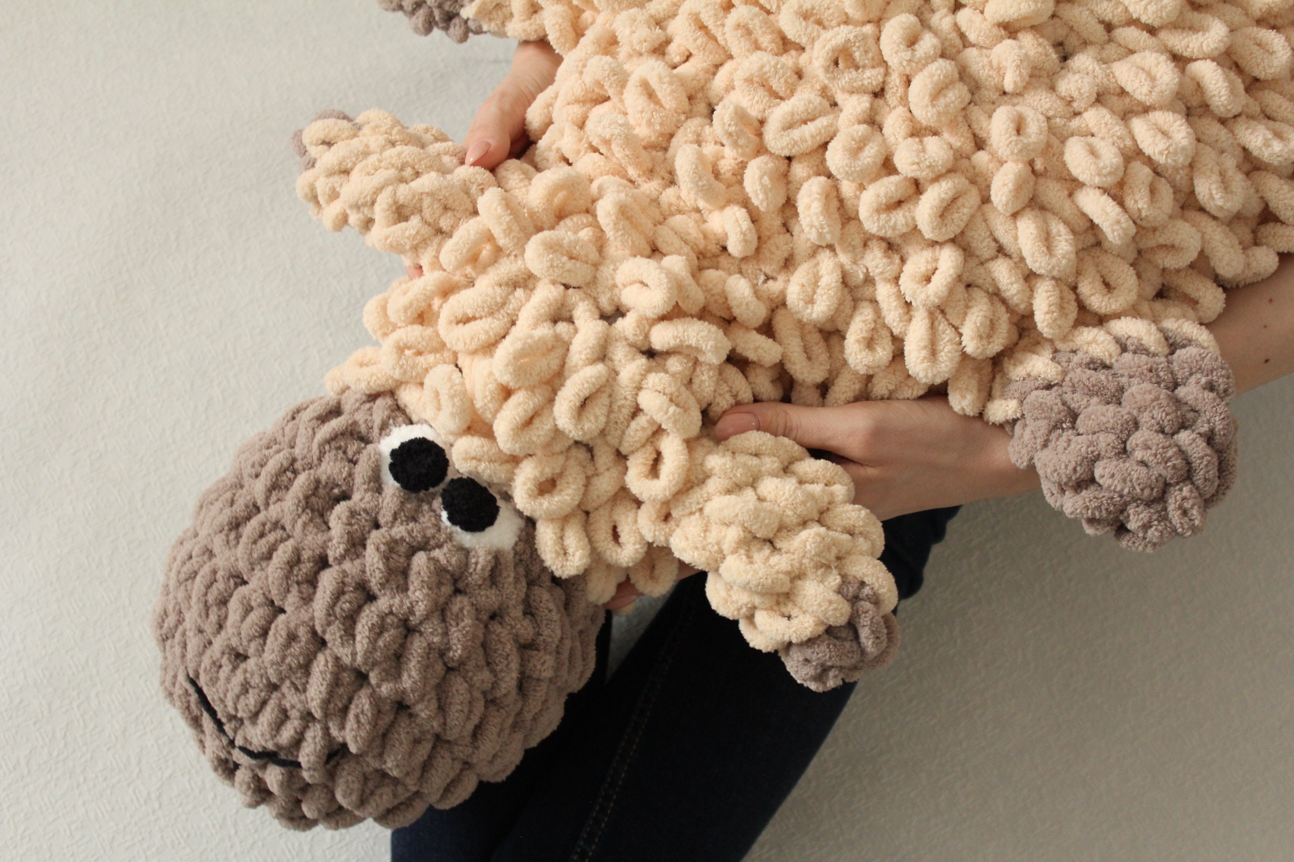 Brown knit sheep for home decor. Knitted Lamb Plush Toy Knit | Etsy