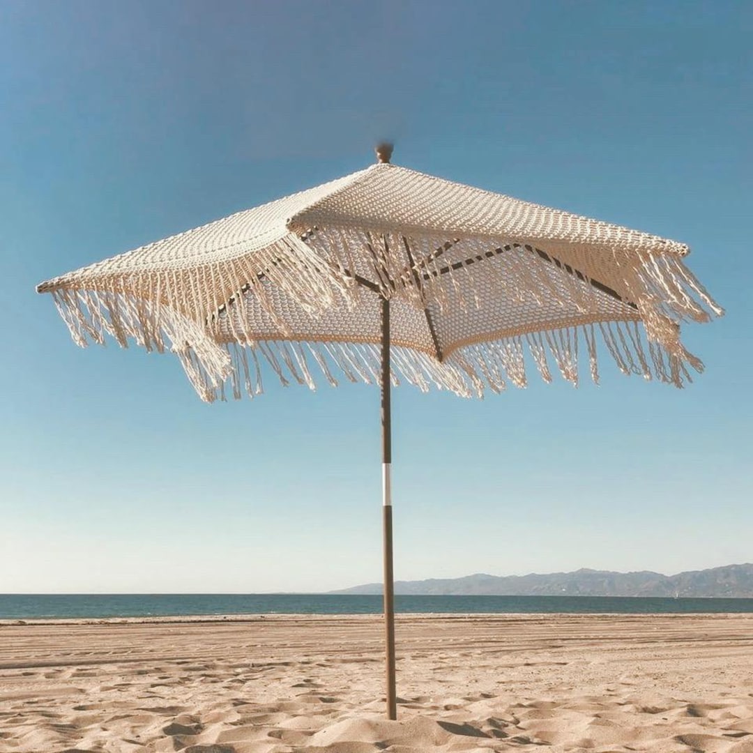 Handmade Macrame Umbrella | Bohemian Patio Shade | Tasseled Garden ...