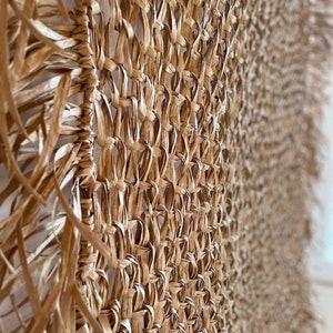 Handmade Raffia Wall Hanging Bohemian Raffia Backdrop Natural Boho Wall ...