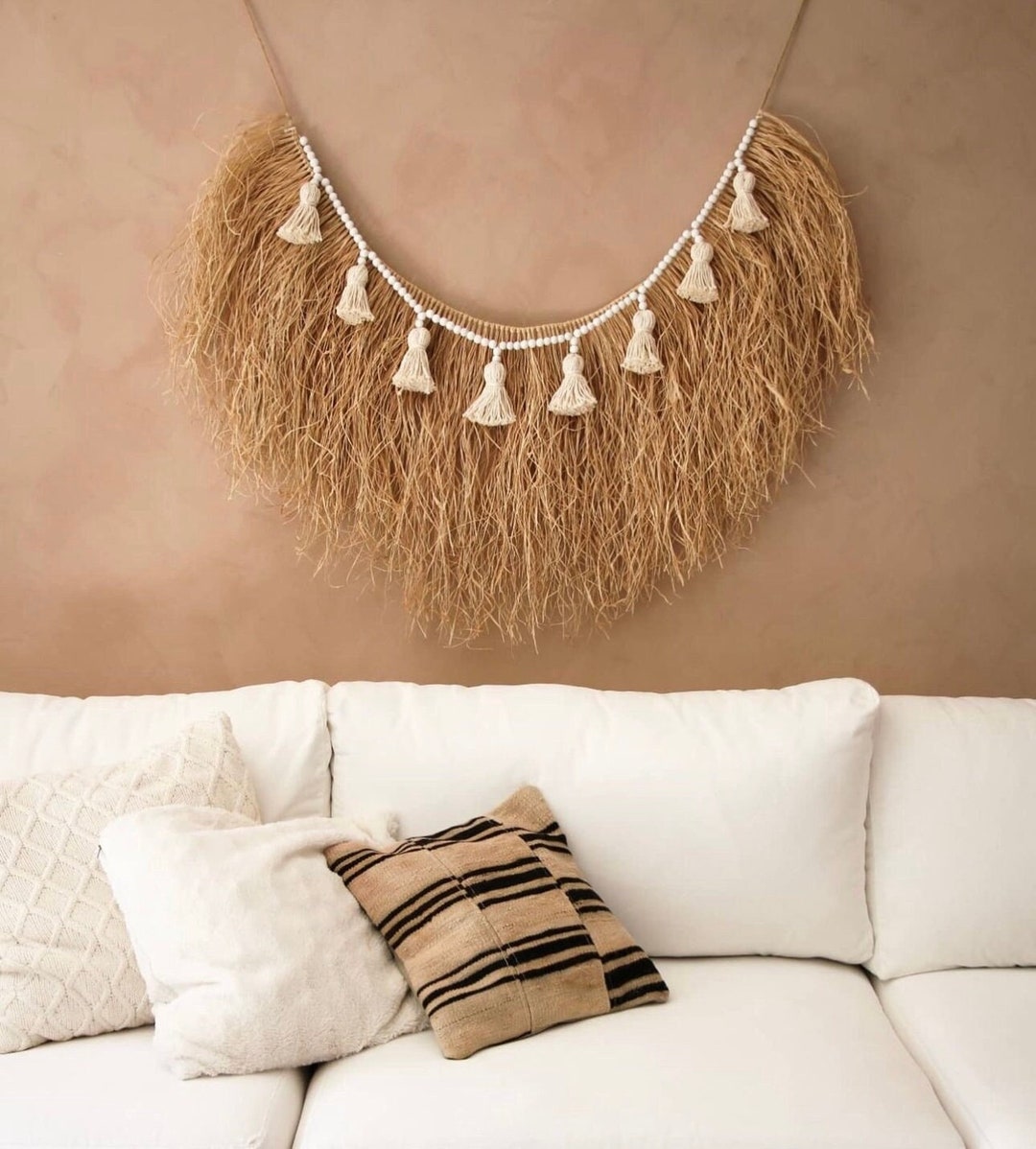 Handmade Raffia Wall Decor Bohemian Natural Wall Hanging - Etsy