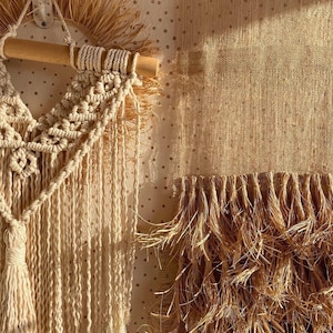 Large Raffia Wall Backdrop | Bohemian Bedroom Tapestry | Natural Living ...