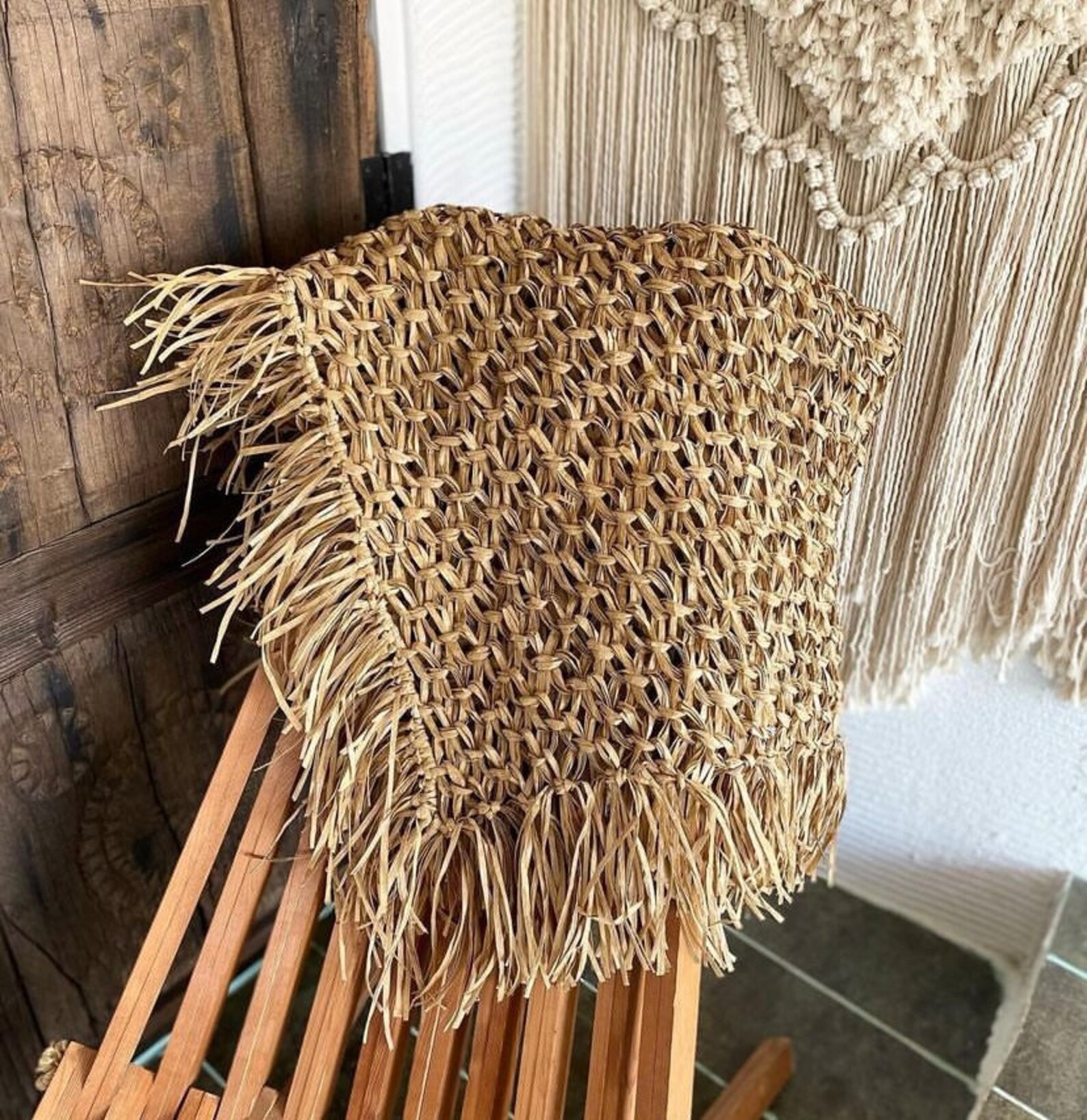 Handmade Raffia Wall Hanging Bohemian Home Decor Natural - Etsy