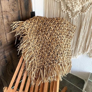 Handmade Raffia Wall Hanging Bohemian Raffia Backdrop Natural Boho Wall ...