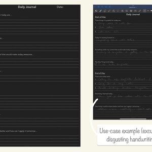 Digital Daily Journal Template/insert for Ipad/tablet (dark Mode) - Etsy