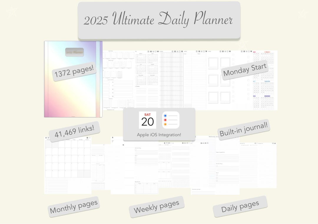 2025 Digital Planner Monday Start Daily Planner Portrait Orientation ...