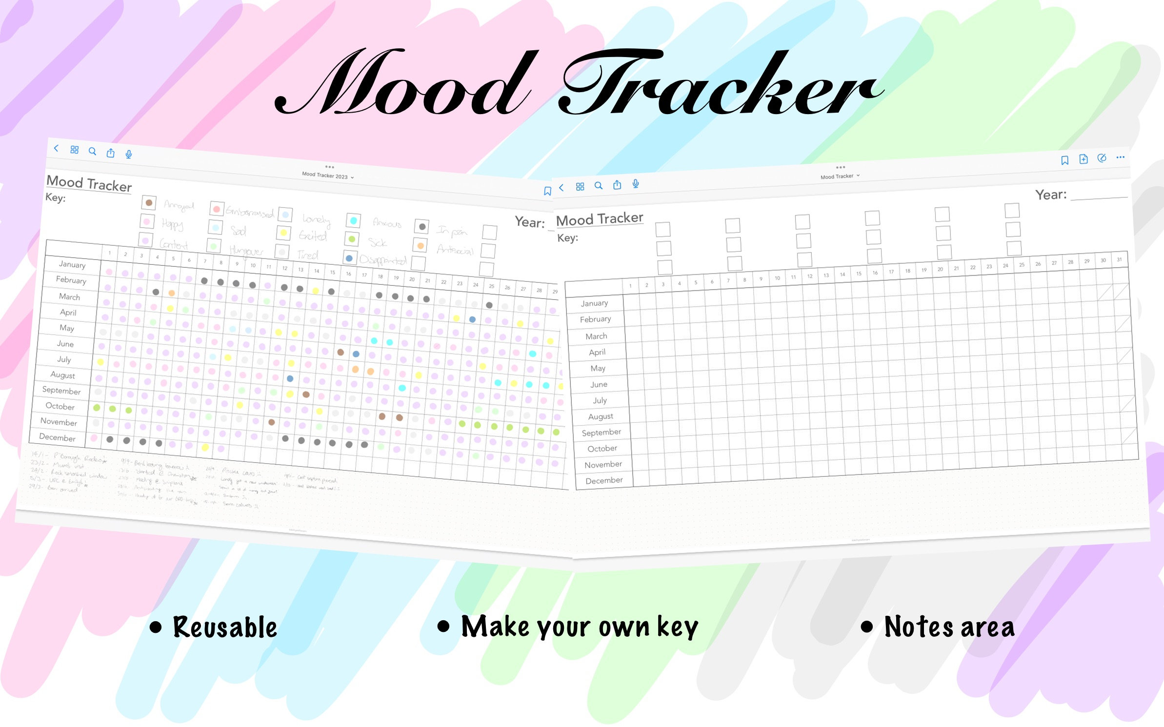 Mood Tracker / Insert / Digital or Printable - Etsy