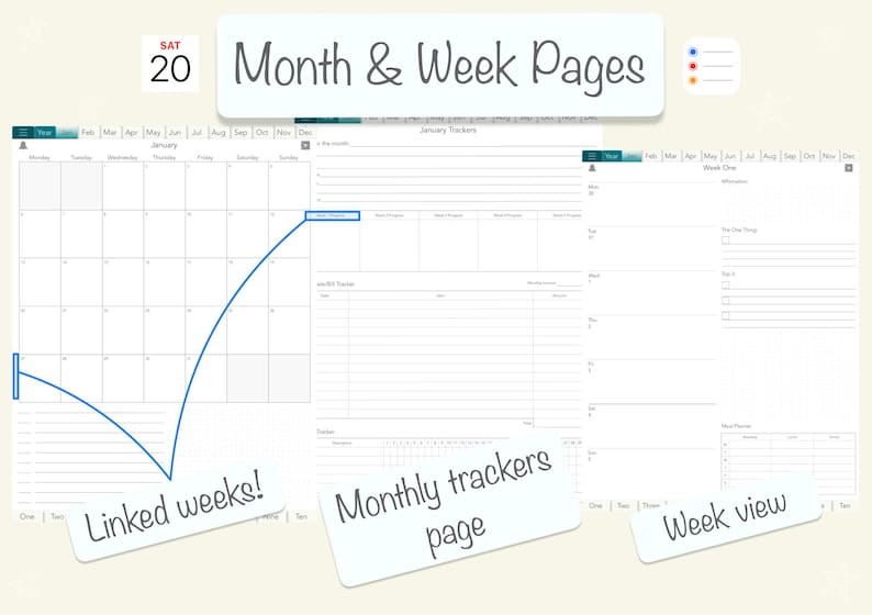 2025 Digital Planner Monday Start Monthly Weekly Digital Planner ...