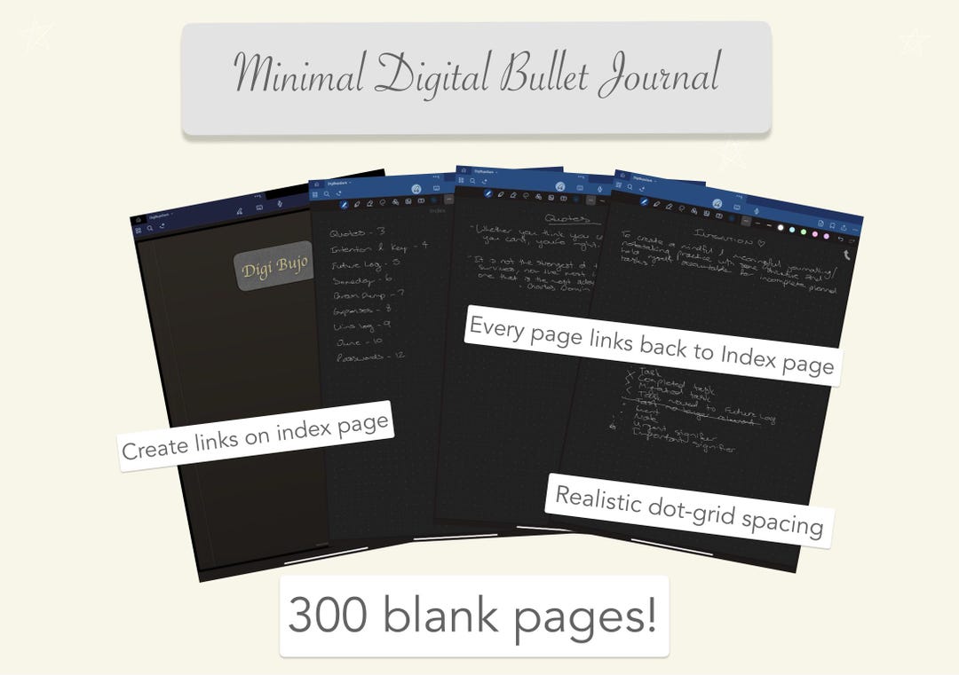 Digital Bullet Journal Digi Bujo Minimal Digi Bujo Realistic Dot-grid ...