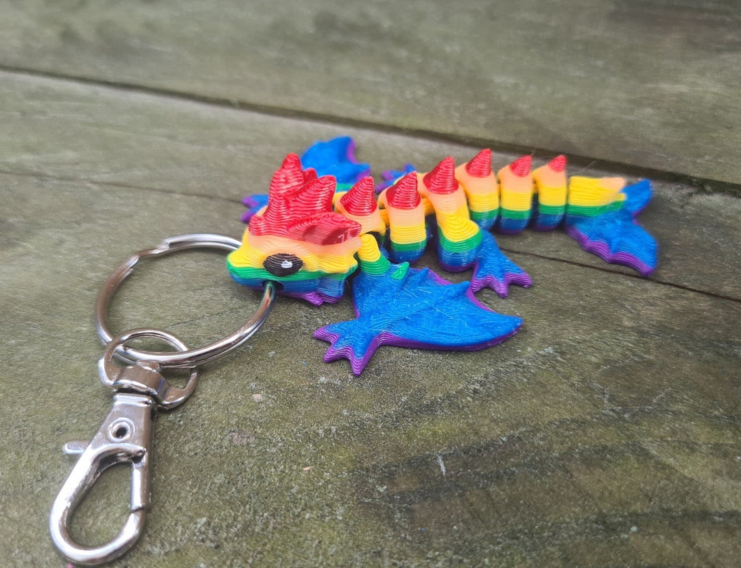 Rainbow Dragon Keychain Pack - 3D Printed, Full Color - Fun Gift - Key ...