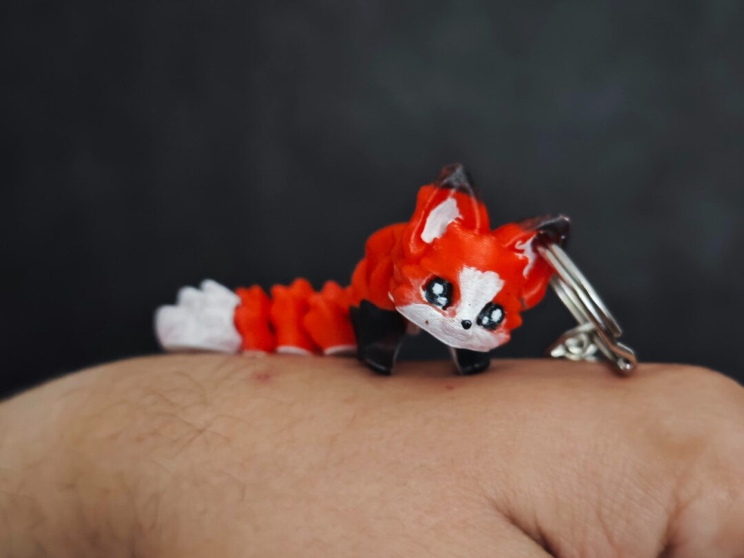 Handpainted Fox Keychain- 3D Printed, Full Color - Fun Gift - Key ...