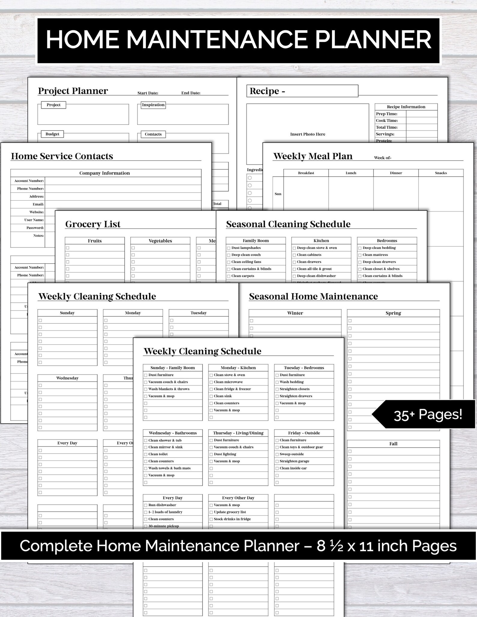 Home Maintenance Binder Household Binder Printable Planner - Etsy