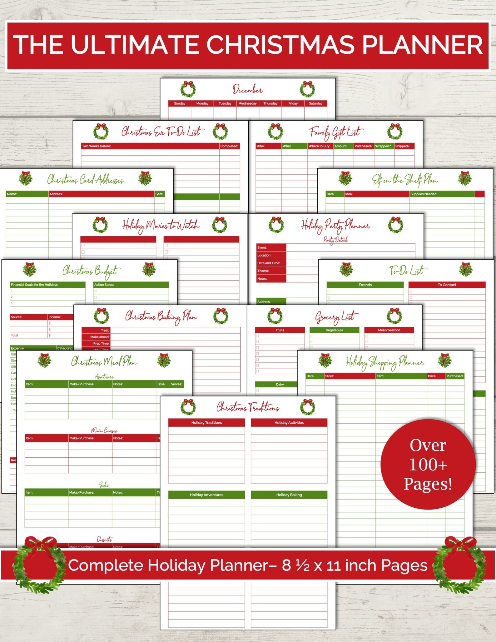 Christmas Planner Holiday Planner Christmas Gift List - Etsy