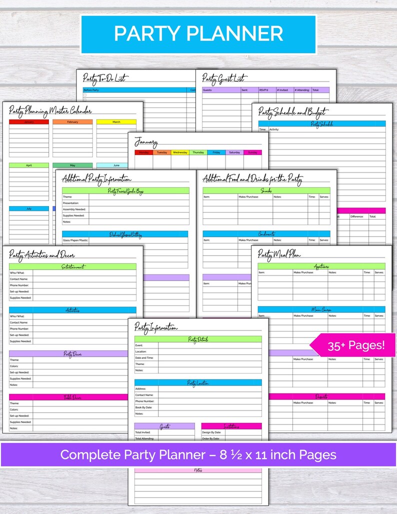Printable Party Planner Event Planner Birthday Planner - Etsy