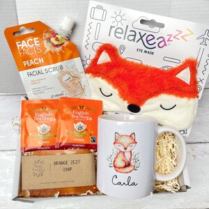 Fox Gift Box, Custom Fox Themed Gift, Personalised Mug Gift Set, Orange ...
