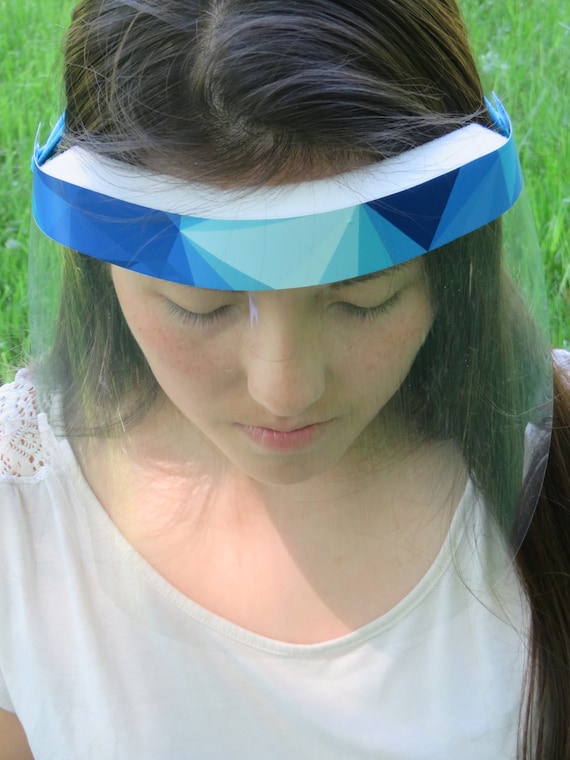 Blue Geometrical Pattern Face Shield PPE Faceshield Adult Teen | Etsy