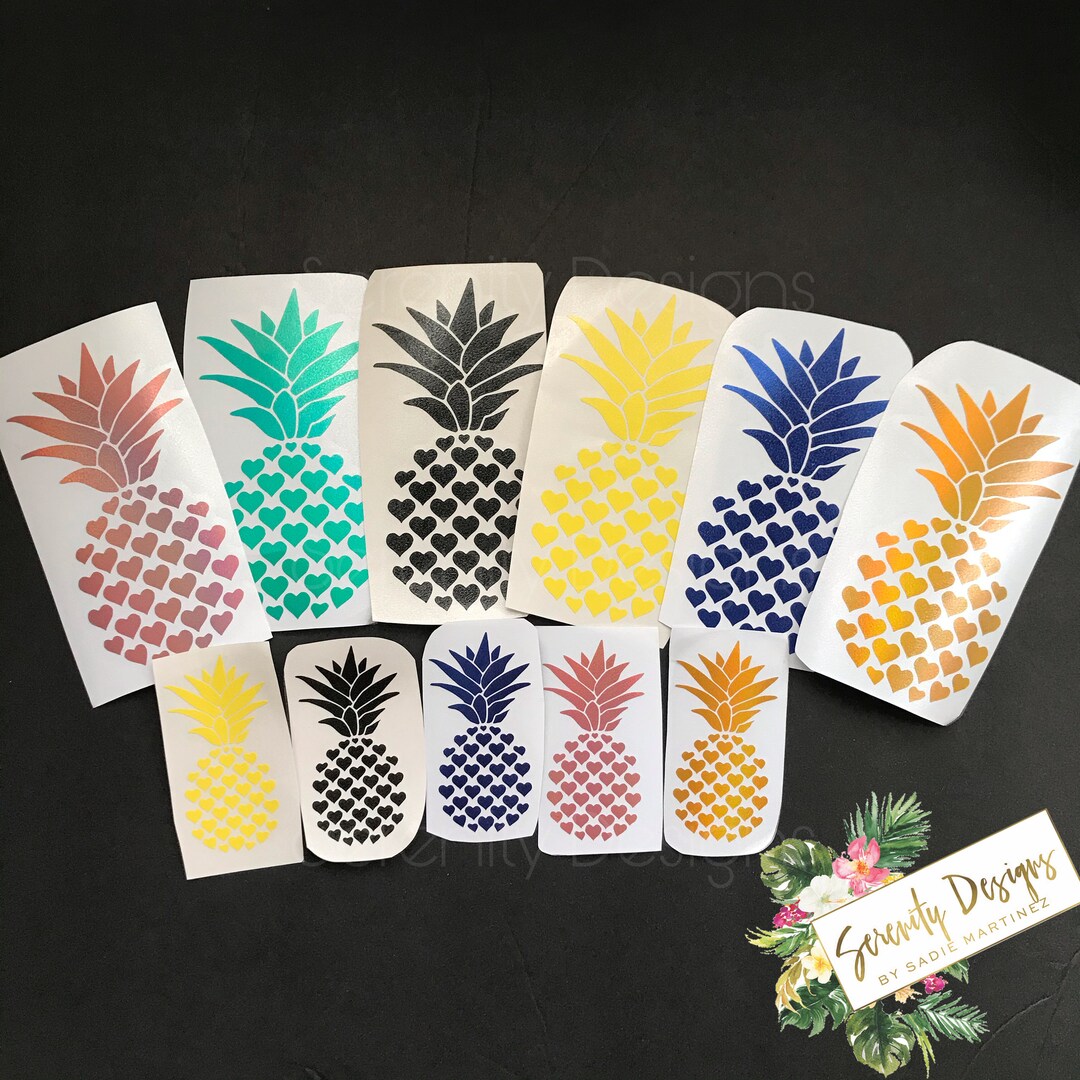 Pineapple Decal Sticker, Pineapple Hearts Decal, Cute Fruit Laptop ...