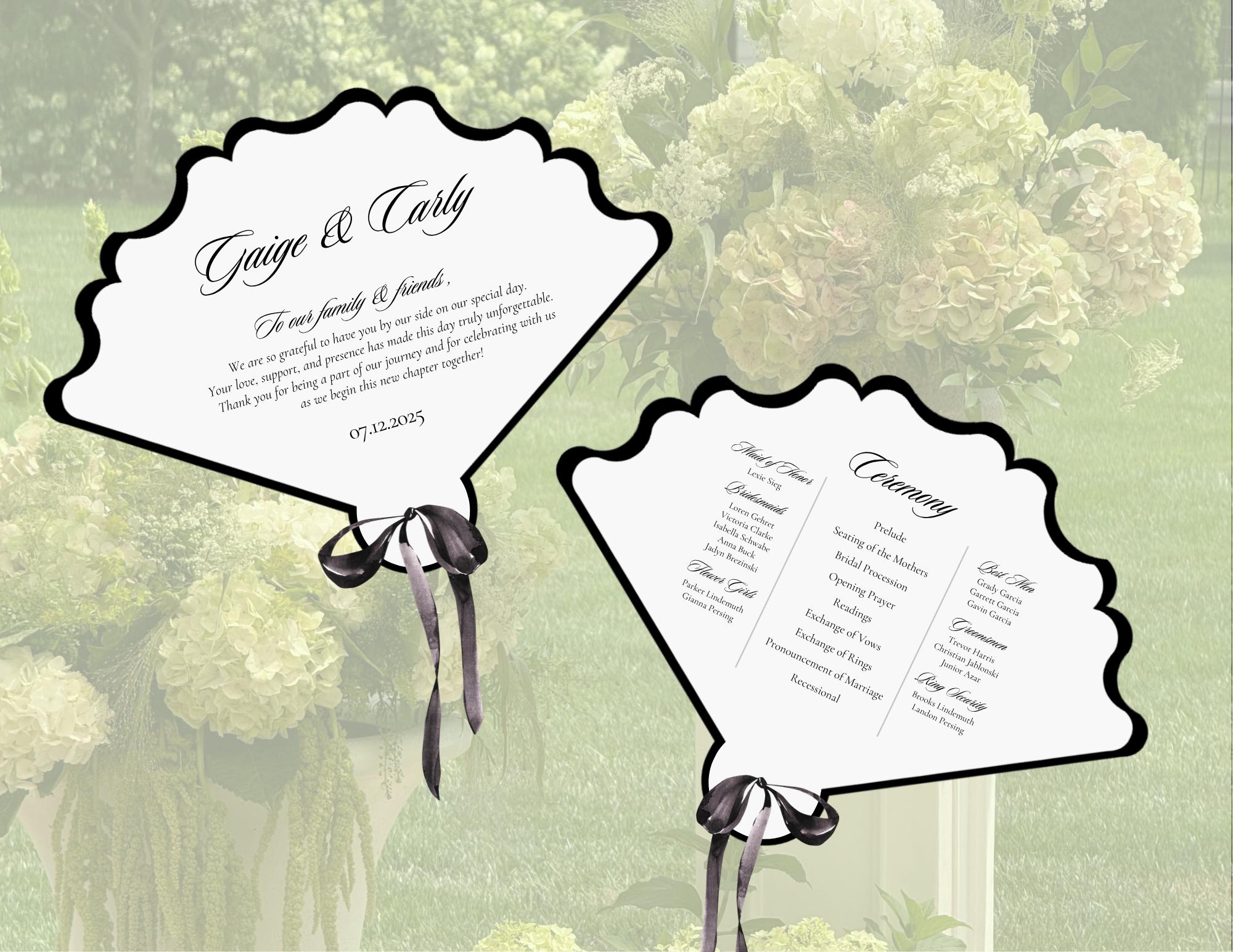Custom Wedding Fan Template: Printable Ceremony Program & Thank You ...