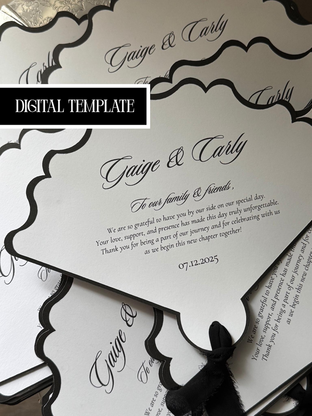 Custom Wedding Fan Template: Printable Ceremony Program & Thank You ...