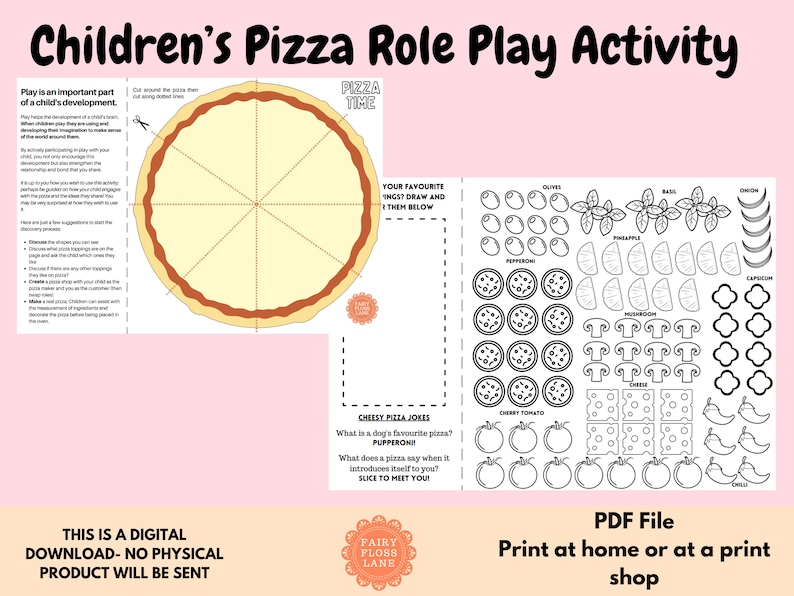 Pizza Role Play Activity: Printable Worksheet (PDF Download) - Etsy