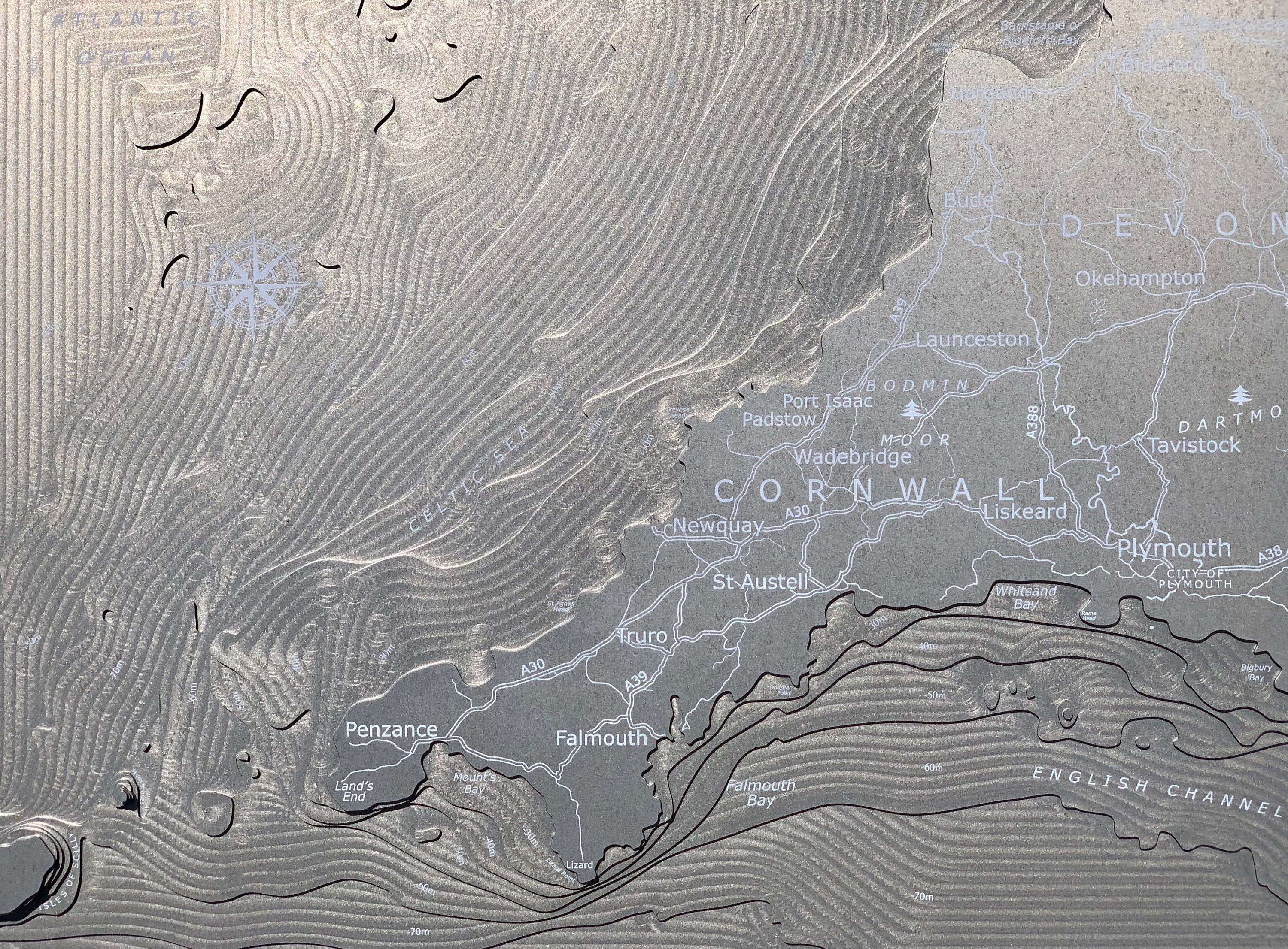 Metal Map of Devon and Cornwall Dusty Grey - Etsy