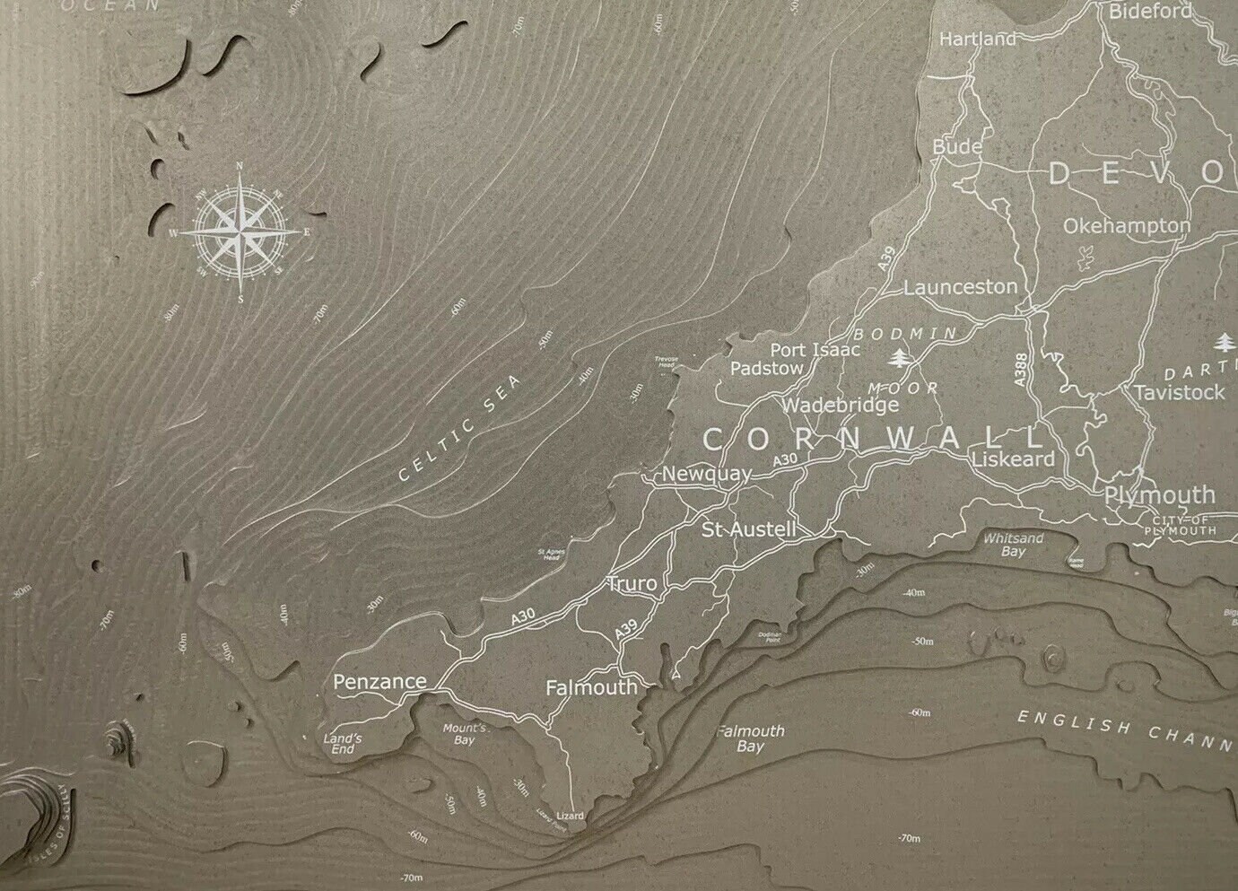 Metal Map of Devon and Cornwall Dusty Grey - Etsy