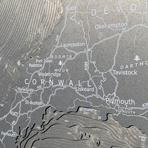 Metal Map of Devon and Cornwall Dusty Grey - Etsy