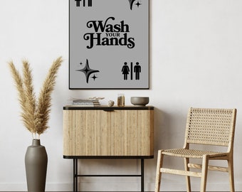 Printable Wash Your Hands Sign for Bathroom Sign Decor, Restroom Sign ...