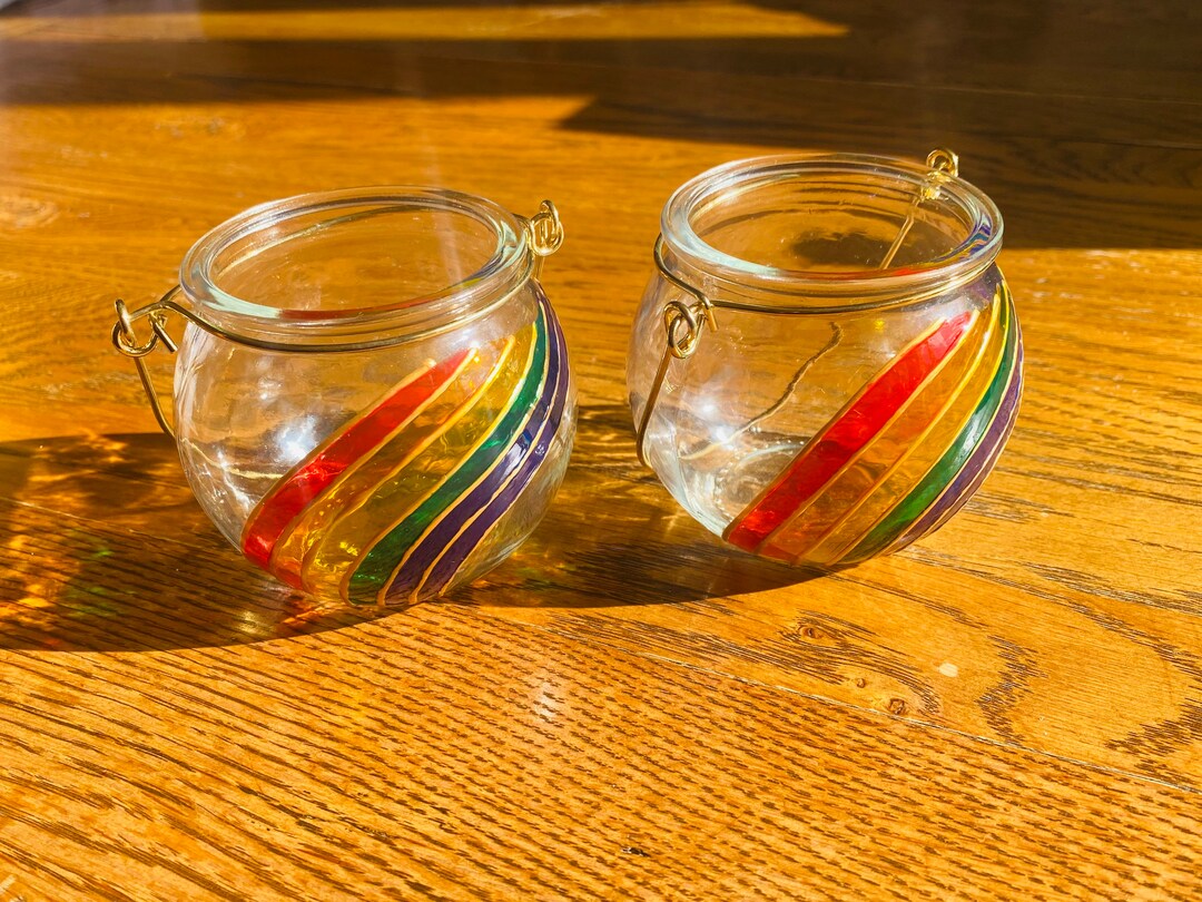 Hand Painted Rainbow Tea Light Mini Lanterns - Etsy