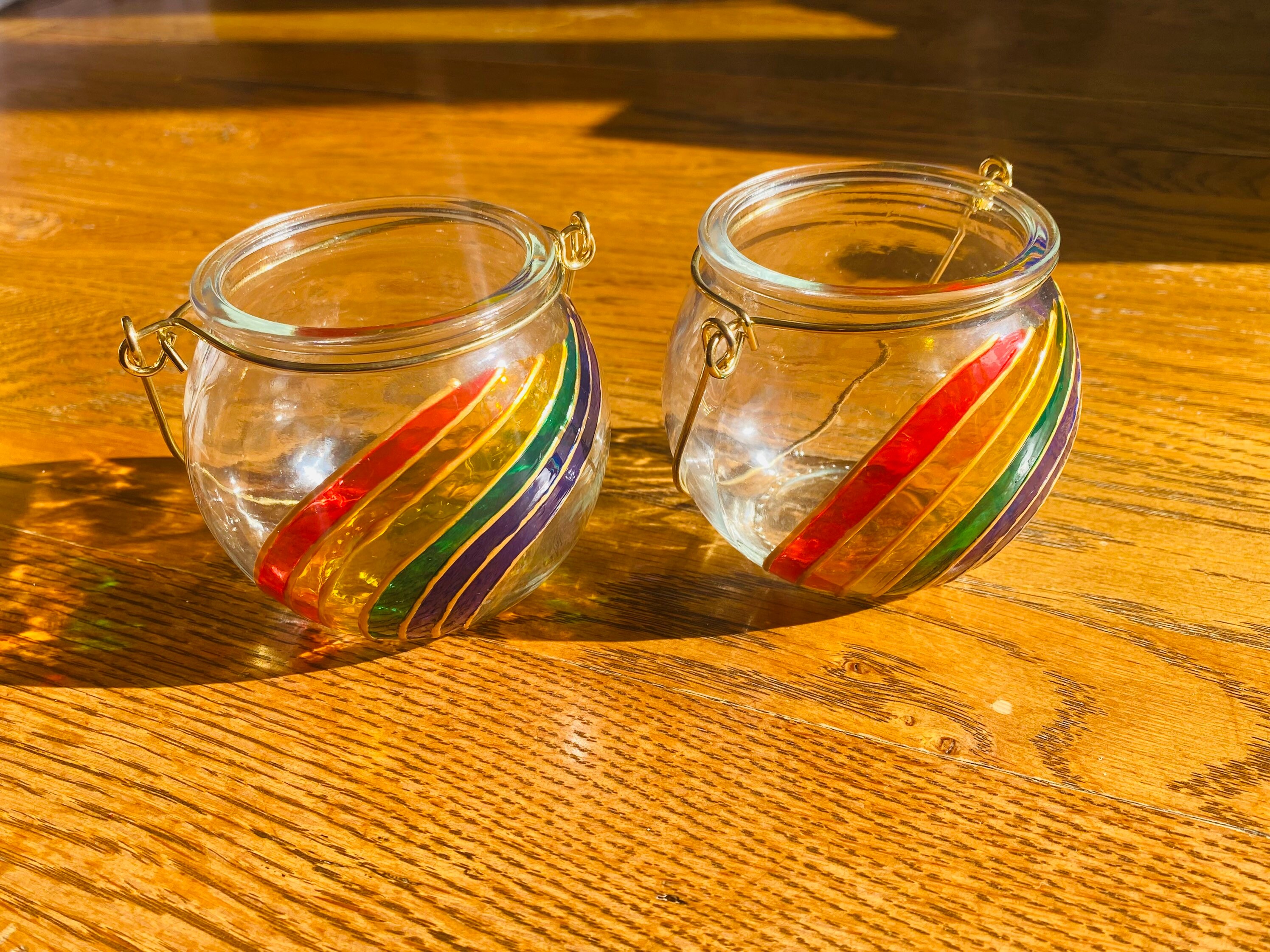 Hand Painted Rainbow Tea Light Mini Lanterns - Etsy