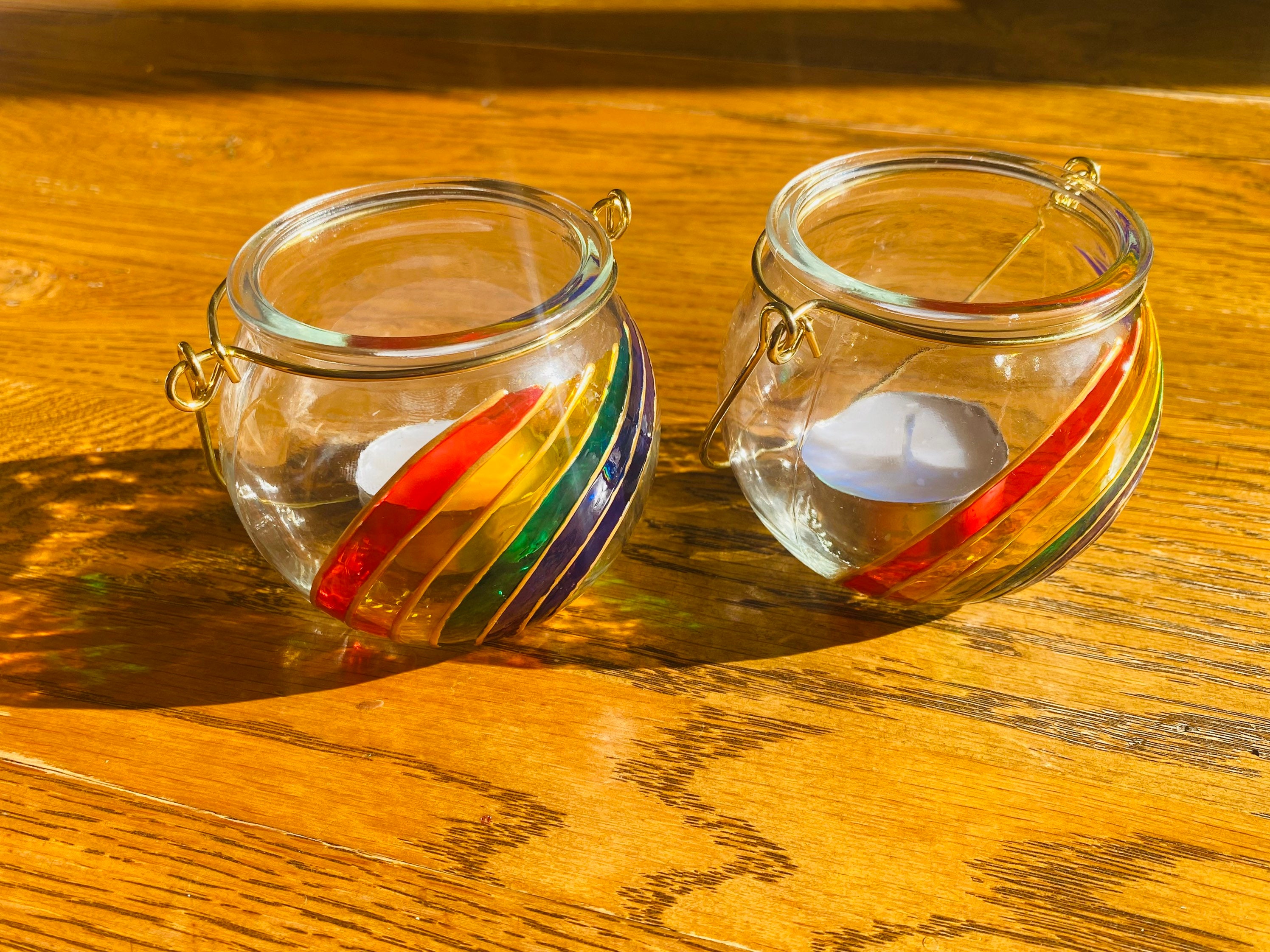 Hand Painted Rainbow Tea Light Mini Lanterns - Etsy