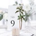Palm Tree Wedding Table Numbers Card Template, Destination Beach ...