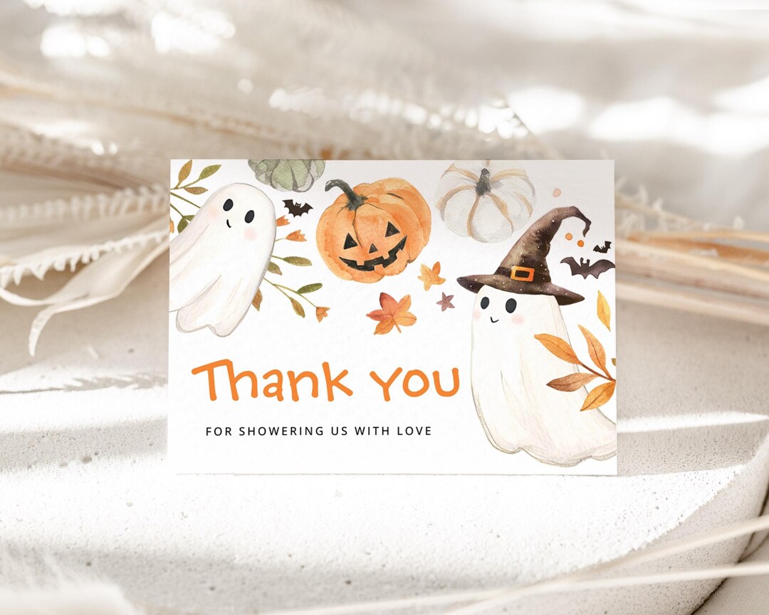Little Boo Halloween Baby Shower Thank You Cards Template, Printable ...