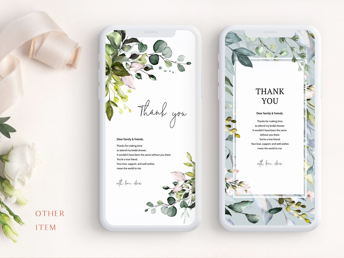 Editable Electronic Thank You Note Mobile Card Blush Pink | Etsy