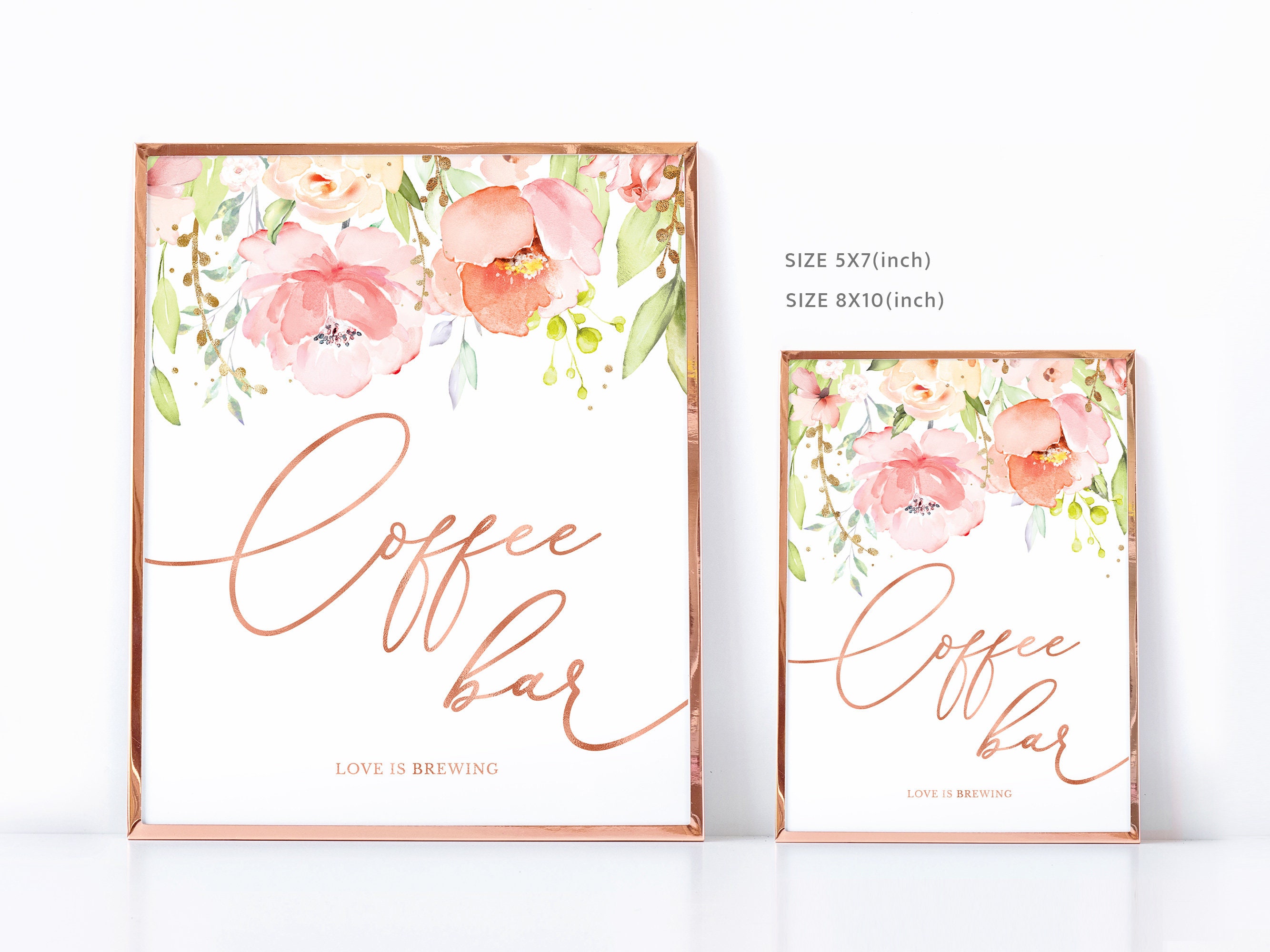 Blush Pink Bridal Shower Coffee Bar Sign Wedding Baby Shower | Etsy