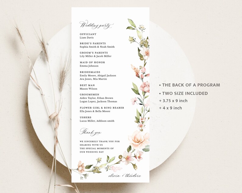 Blush Pink Wedding Programs Template Ceremony Boho Floral - Etsy