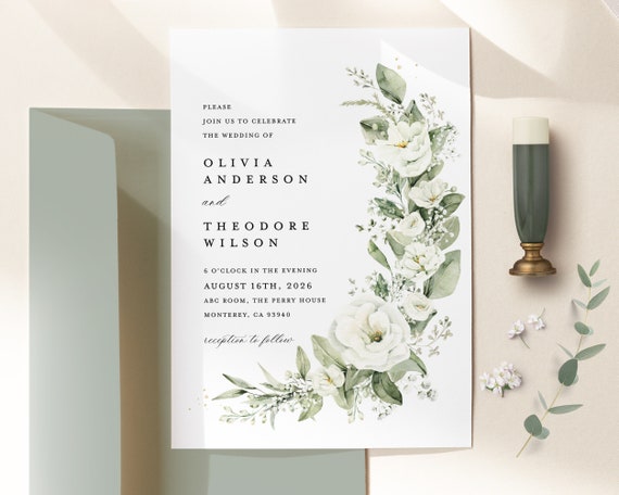 Flower Stencil Wedding Invitation