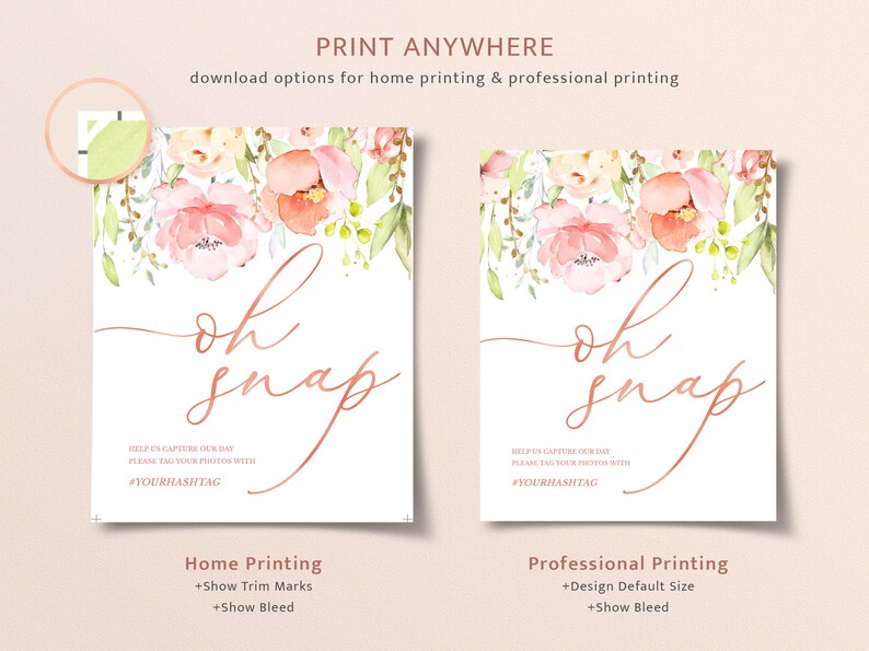 Oh Snap Sign Bridal Shower Wedding Photo Booth Table Hashtag - Etsy