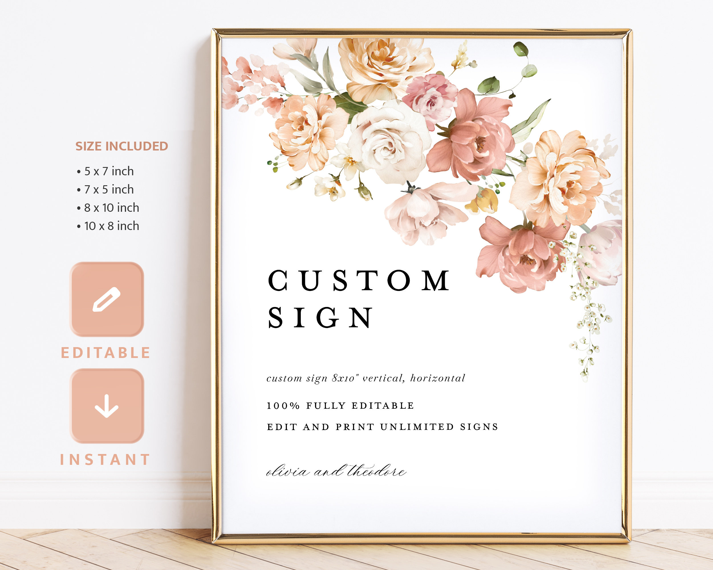 Dusty Rose Custom Wedding Sign Template Boho Blush Pink - Etsy