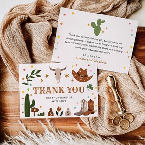 Little Cowboy Baby Shower Thank You Cards Template, Printable Western ...